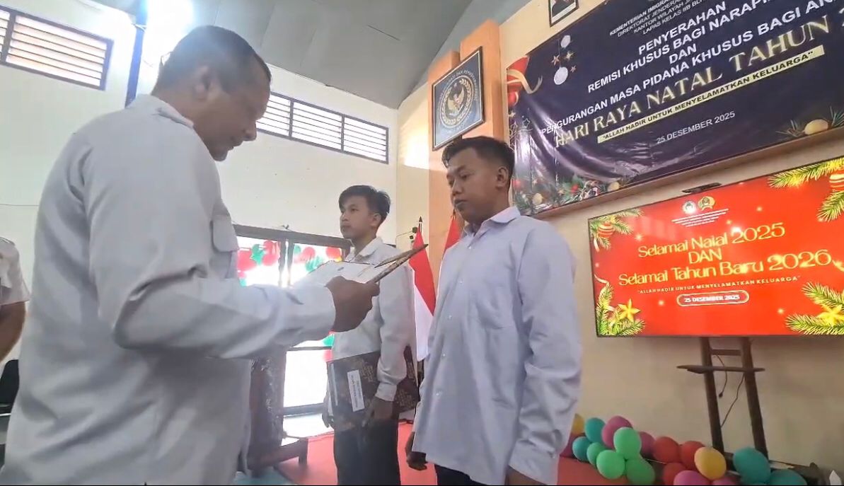 9 Napi Lapas Blitar Terima Remisi Natal 2025, 1 Jalani Hukuman Subsider